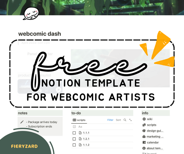 FREE Notion Webcomic Artists Dashboard Template Fabi s Ko fi Shop 