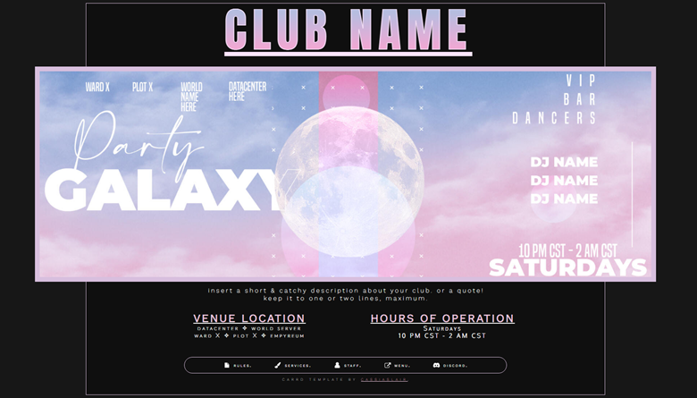 GALAXY Pro Lite Carrd Template FFXIV Venue Cassiaslair s Ko 