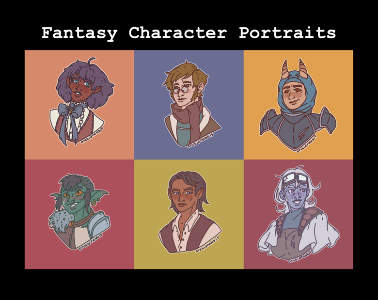 Fantasy Character Portraits Vol1 Orchidrabbits Ko Fi Shop