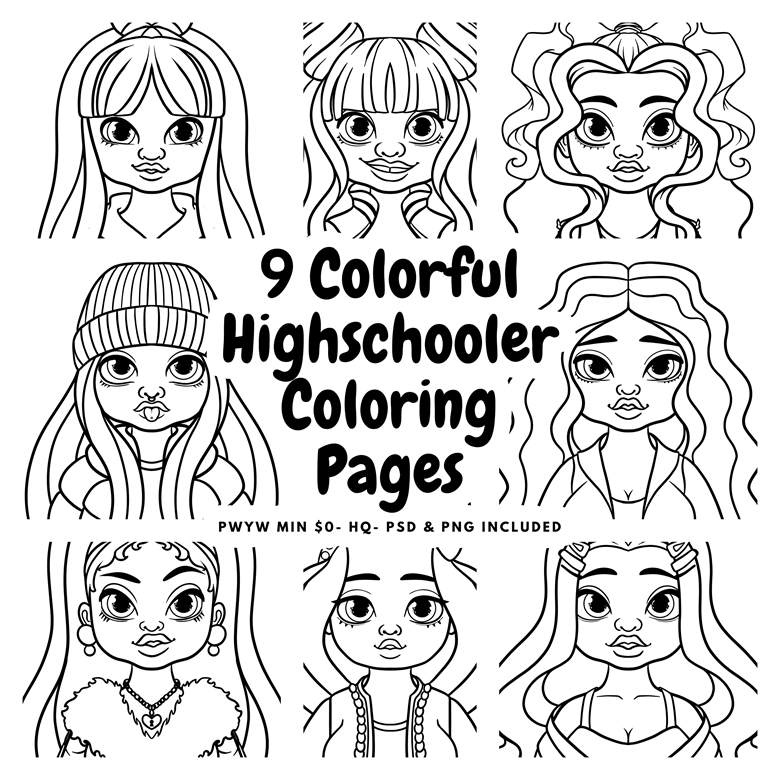 Colorful High Schoolers Coloring Pages Digital Download Colorful High Schoolers Coloring Pages Digital Download