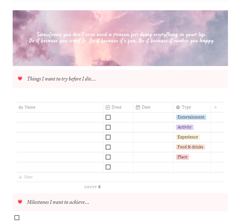 Self Care Notion Template