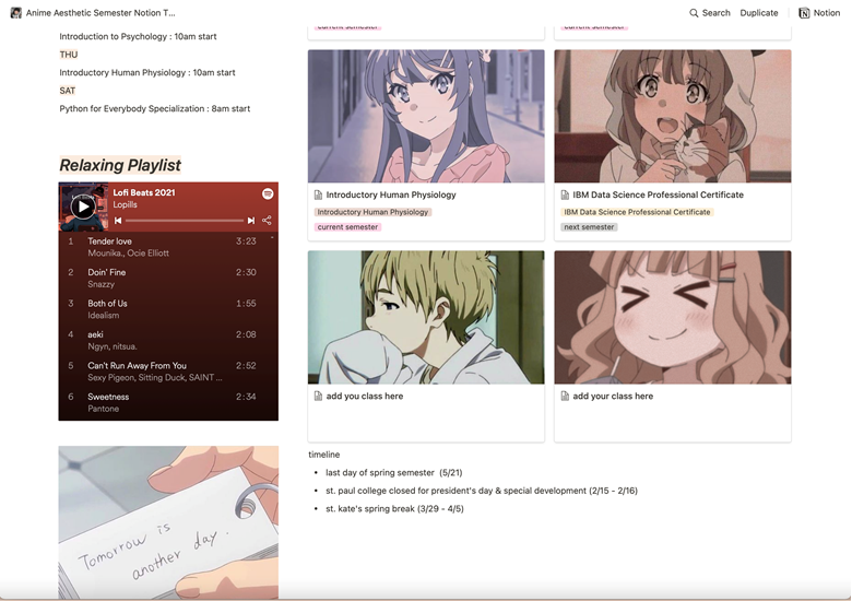 Notion Anime Template
