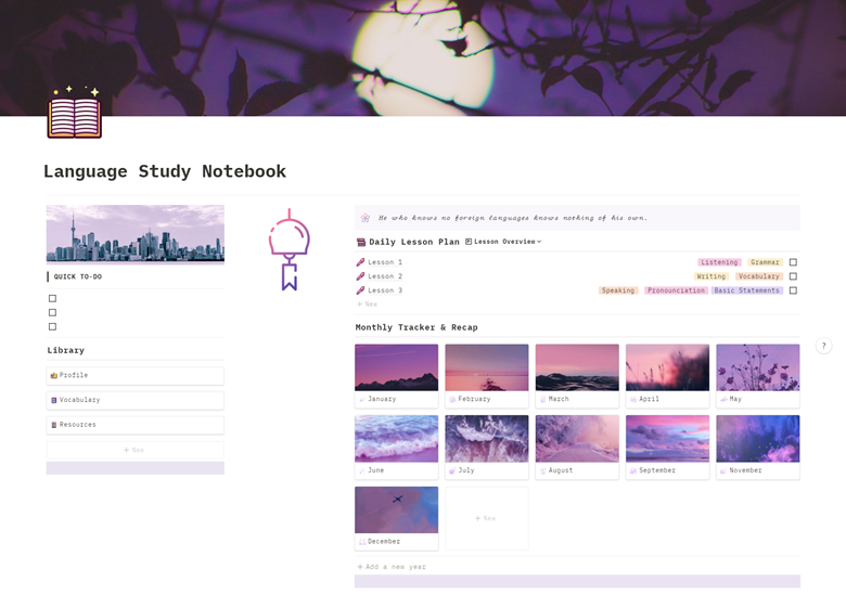  NEW Language Study Dashboard 2 Versions Yuhna s Ko fi Shop Ko 