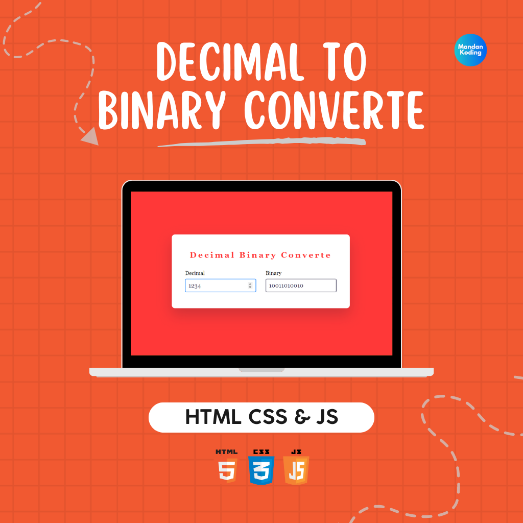 Decimal To Binary Converte Html Css And Javascript Mandan Kodings Ko 3402